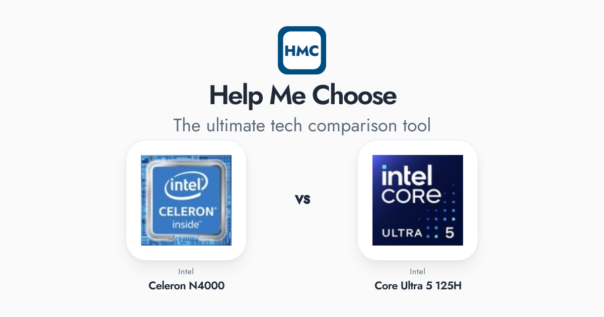 Intel Celeron N4000 vs Intel Core Ultra 5 125H Full Specs - HMC