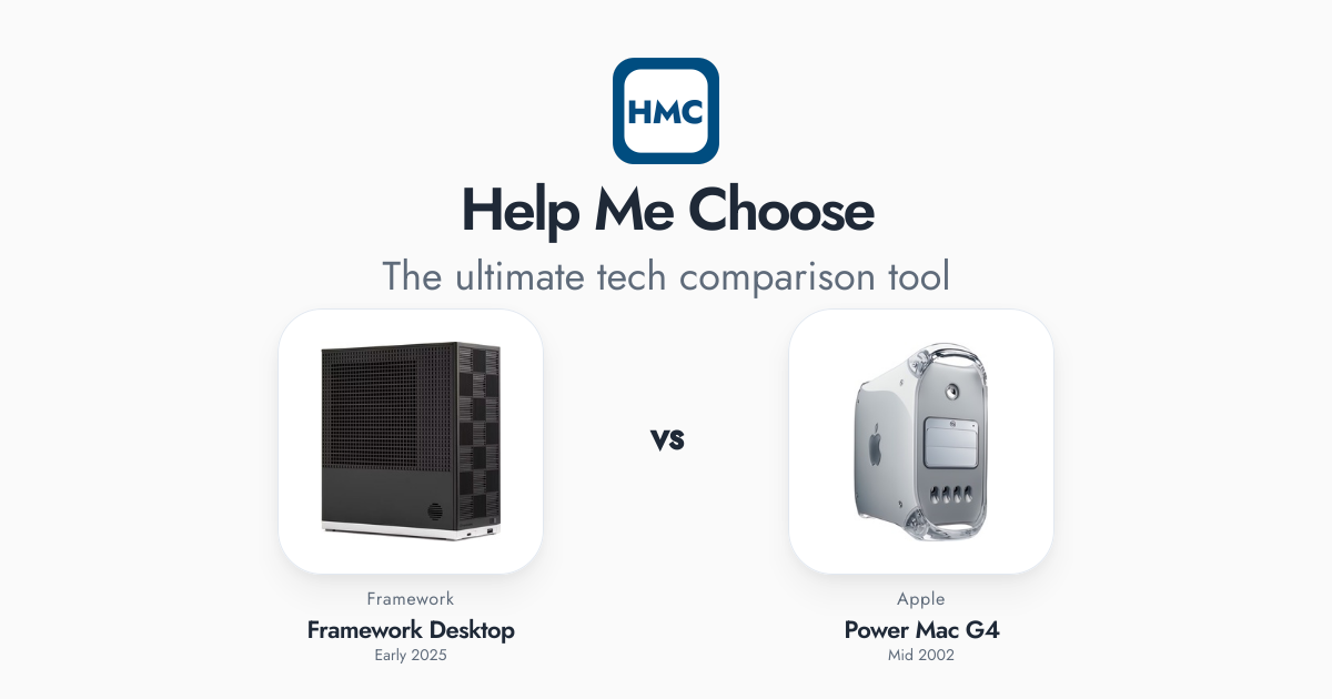 Framework Desktop (Early 2025) vs Power Mac G4 (Mid 2002) Full Specs - HMC