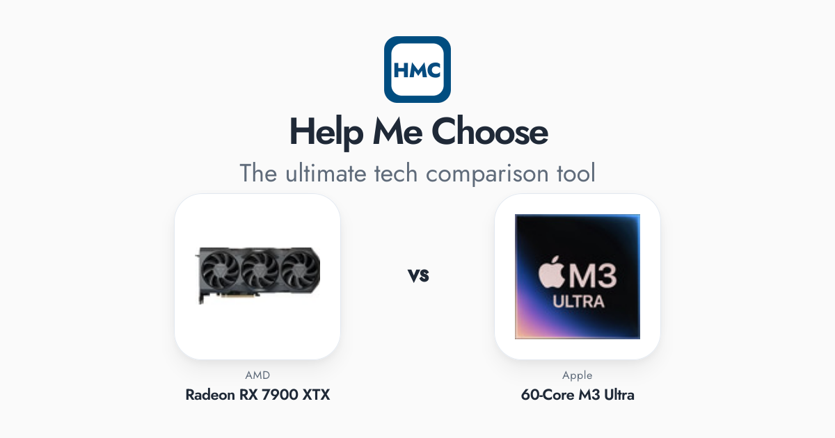 AMD Radeon RX 7900 XTX vs Apple 60-Core M3 Ultra Full Specs - HMC