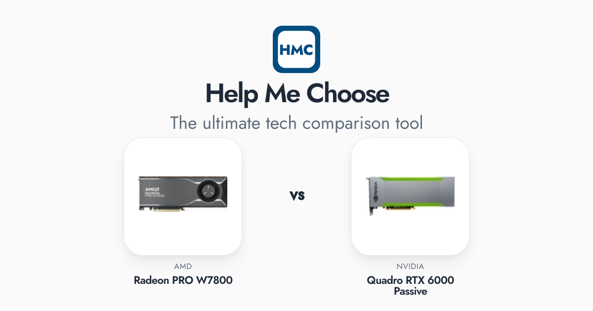 AMD Radeon PRO W7800 vs NVIDIA Quadro RTX 6000 Passive Full Specs - HMC