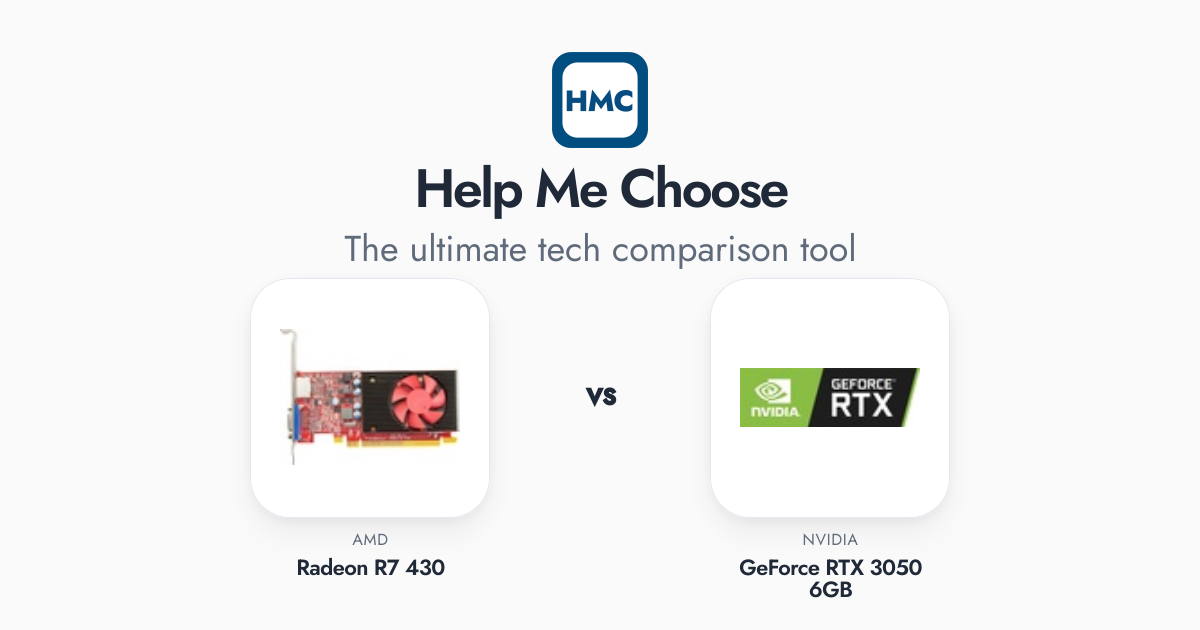 AMD Radeon R7 430 vs NVIDIA GeForce RTX 3050 6GB Full Specs - HMC