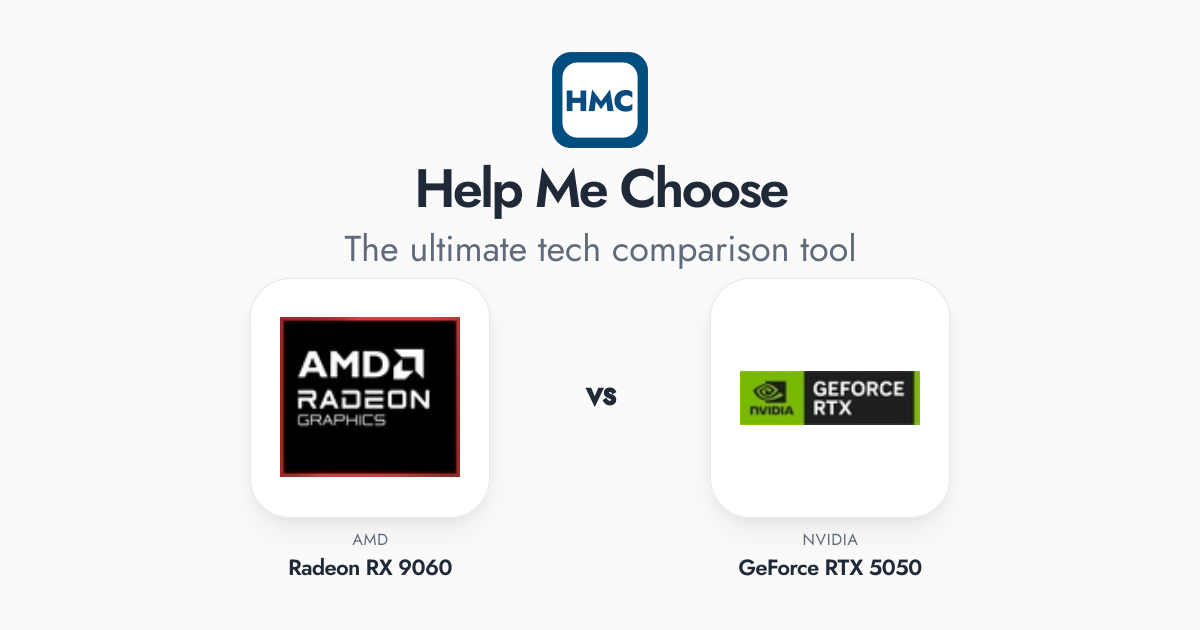 AMD Radeon RX 9060 vs NVIDIA GeForce RTX 5050 Full Specs - HMC