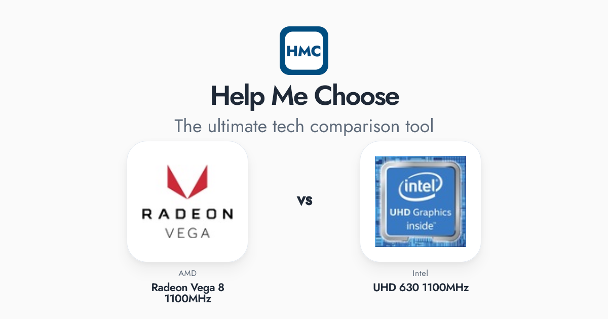AMD Radeon Vega 8 1100MHz vs Intel UHD 630 1100MHz Full Specs - HMC