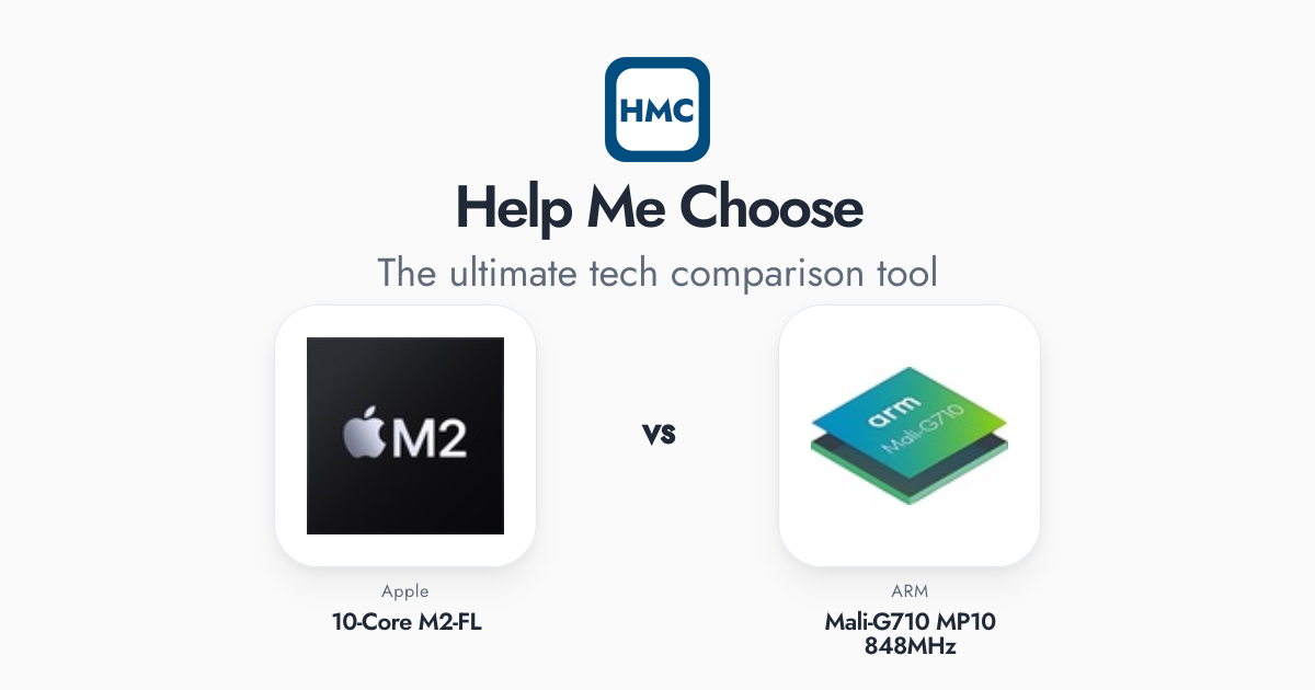 Apple 10-Core M2-FL vs ARM Mali-G710 MP10 848MHz Full Specs - HMC