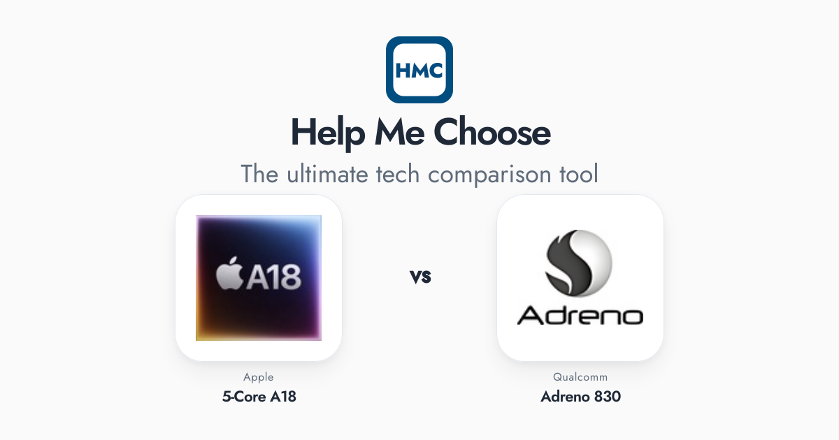 Apple 5-Core A18 vs Qualcomm Adreno 830 Full Specs - HMC
