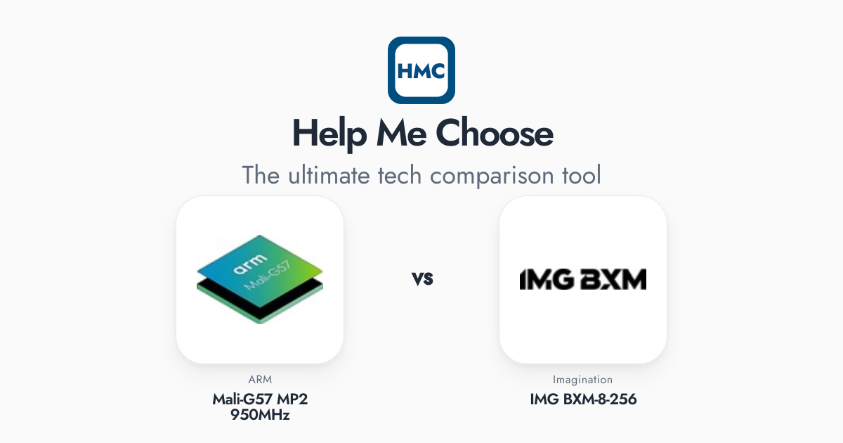 ARM Mali-G57 MP2 950MHz vs Imagination IMG BXM-8-256 Full Specs - HMC