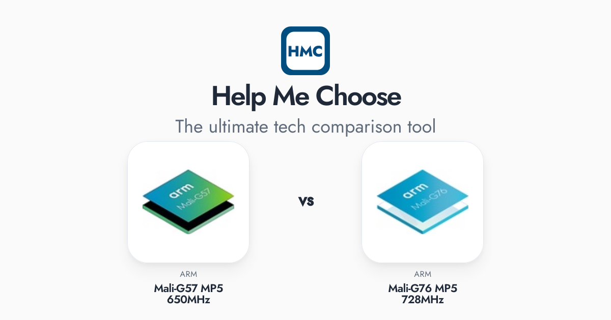 ARM Mali-G57 MP5 650MHz vs ARM Mali-G76 MP5 728MHz Full Specs - HMC