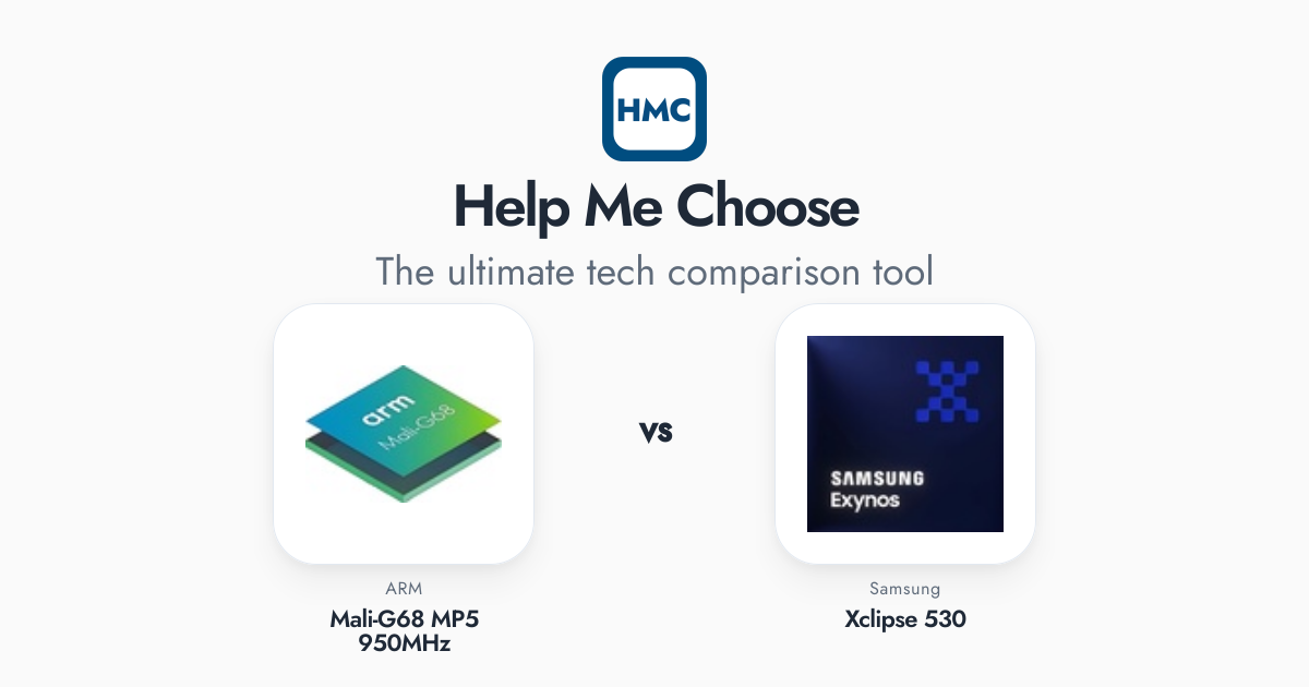 Samsung Xclipse 530 vs ARM Mali-G68 MP5 950MHz Full Specs - HMC