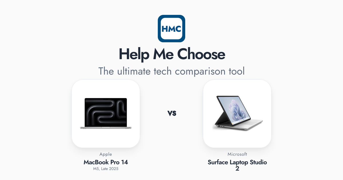 MacBook Pro 14 (M5, Late 2025) vs Surface Laptop Studio 2 (Late 2023 ...