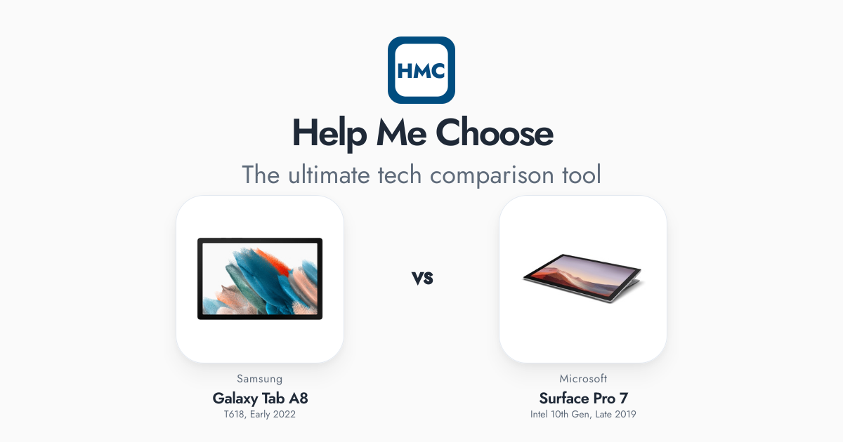 Galaxy Tab A8 (T618, Early 2022) vs Surface Pro 7 (Intel 10th Gen, Late ...