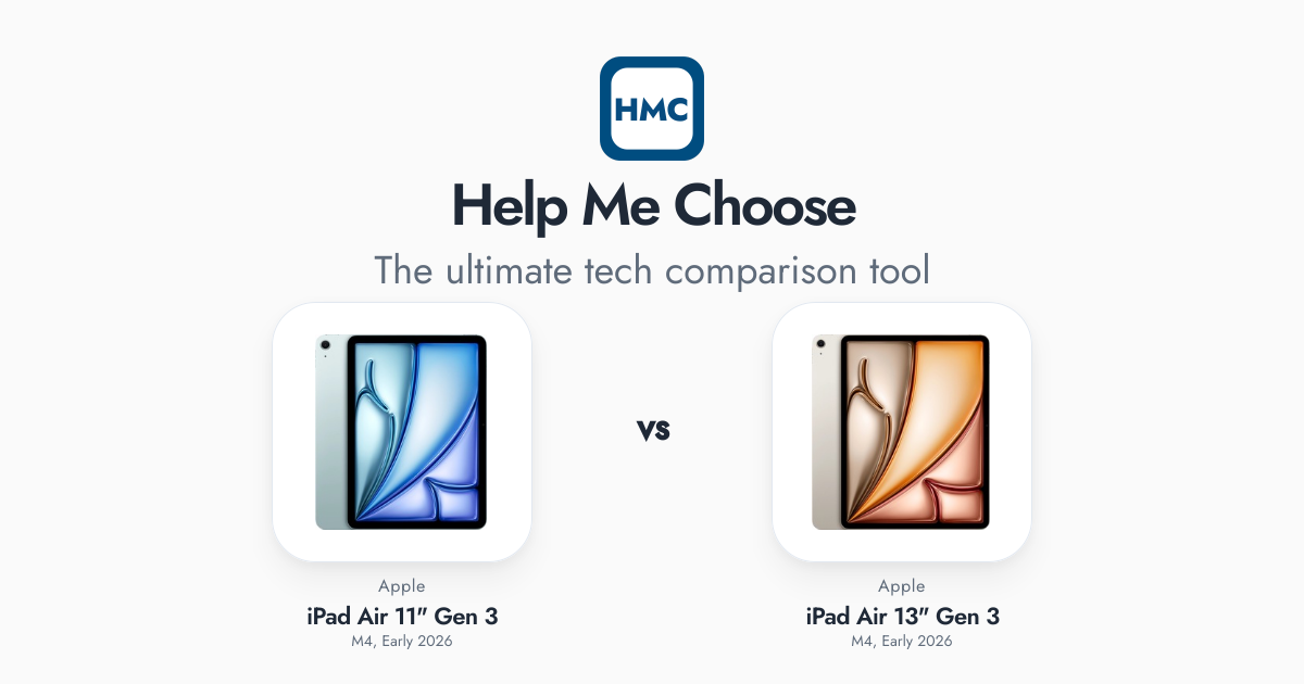 iPad Air 13" Gen 3 (M4, Early 2026) vs iPad Air 11" Gen 3 (M4, Early ...
